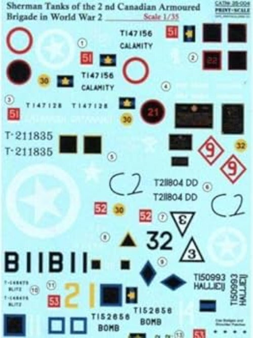 Print-Scale 1/35 Canadian 2nd Armored Bgd. Waterslide Decals 35-004 ...