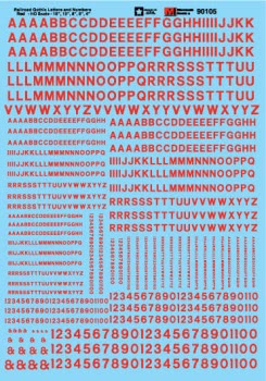 Microscale Decals HO Scale Gothic Letters & Numbers Red 90105 – Burbank ...