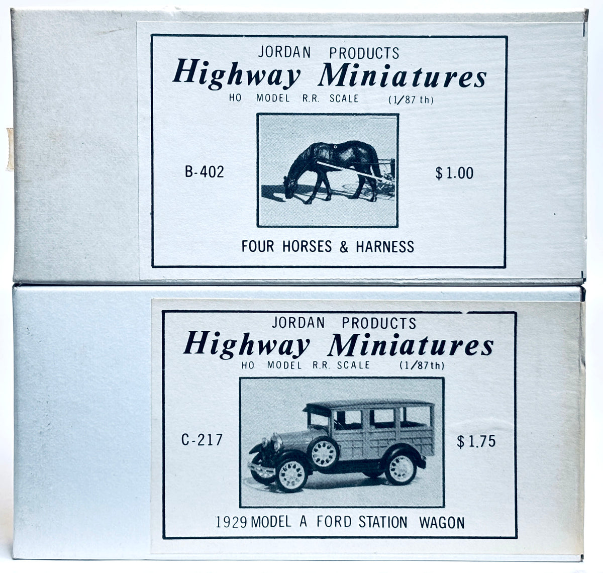 Jordan Products Highway Miniatures 1/87 HO Ford Model A and 4 Horses w ...