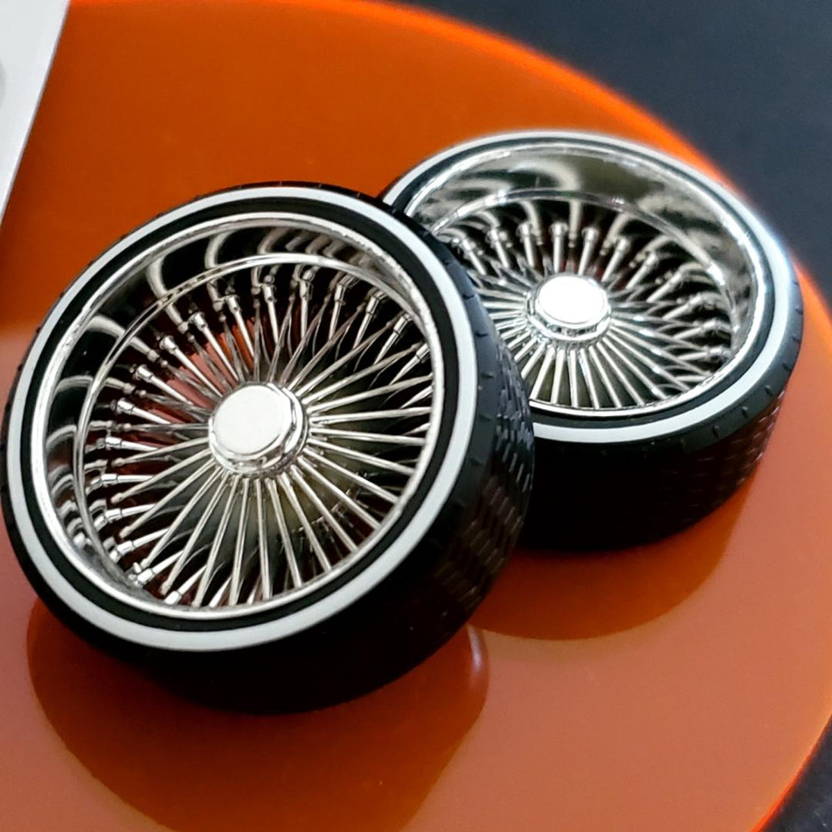 Hoppin Hydros 1/18 Chrome Super Spokes w/White Wall Octo Cap (4) 570A ...