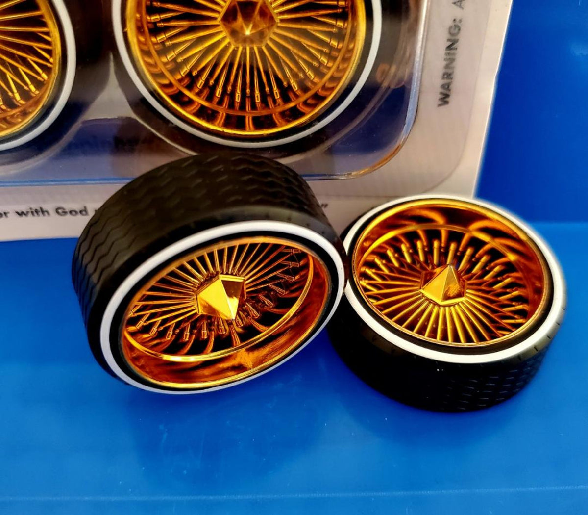 Hoppin Hydros 1/18 Gold Super Spokes w/White Wall Bullet Cap (4) 571B ...