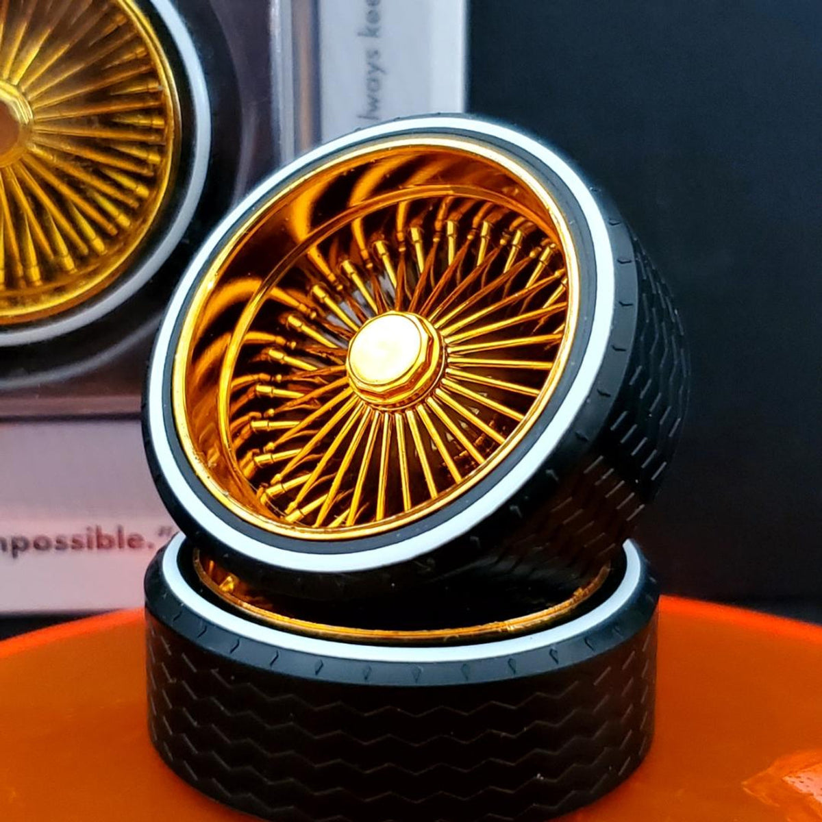 Hoppin Hydros 1/18 Gold Super Spokes w/White Wall Octo Cap (4) 571A ...