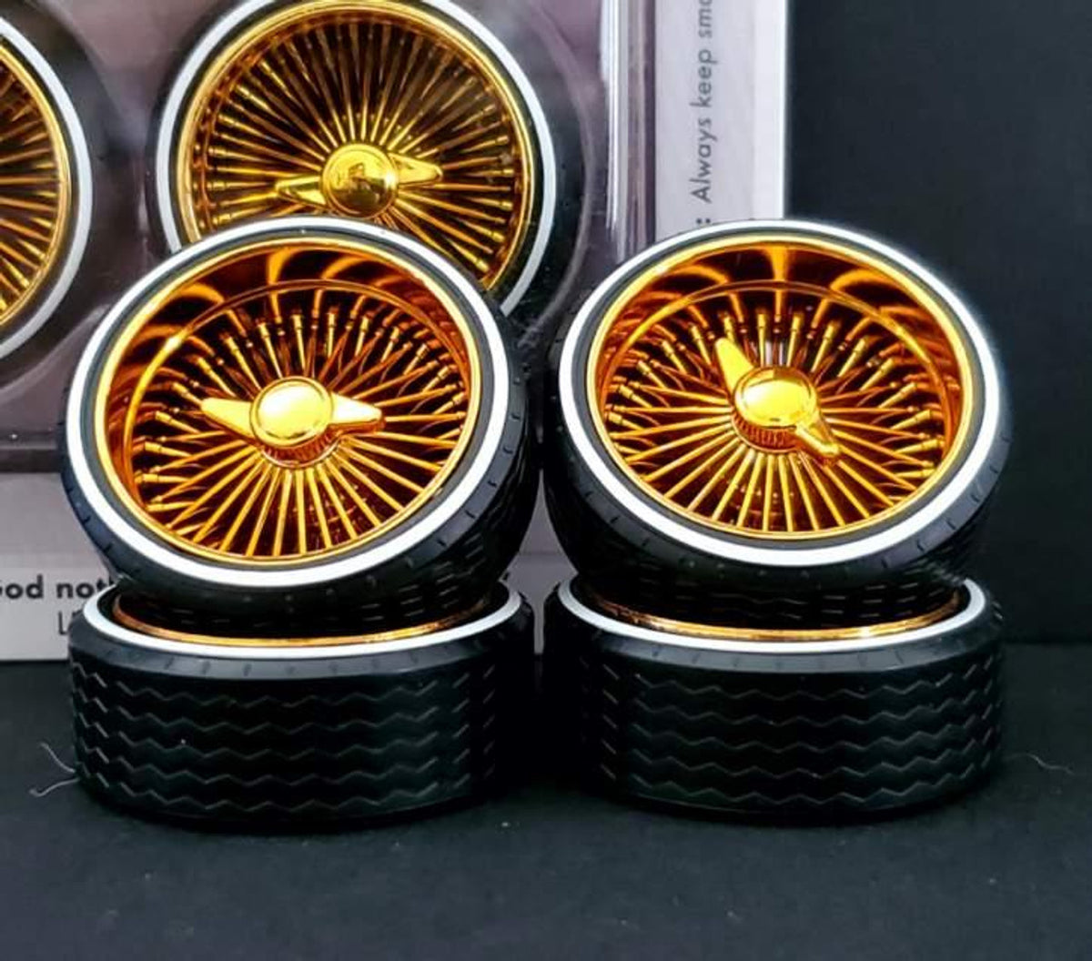 Hoppin Hydros 1/18 Gold Super Spokes w/White Wall Two Prong (4) 571C ...