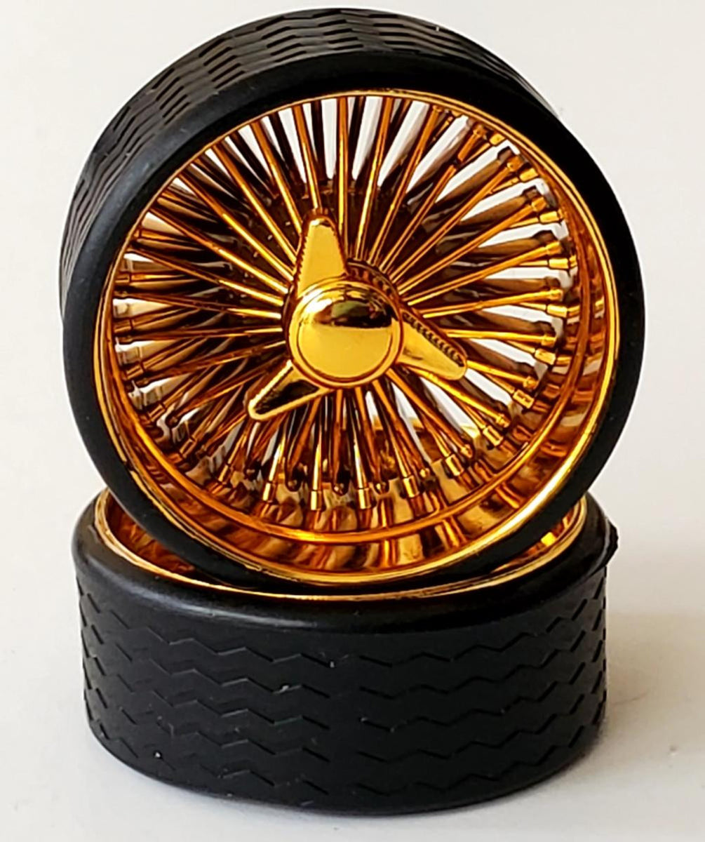 Hoppin Hydros 1/18 Gold Super Spokes w/Black Wall Three Prong Cap (4 ...