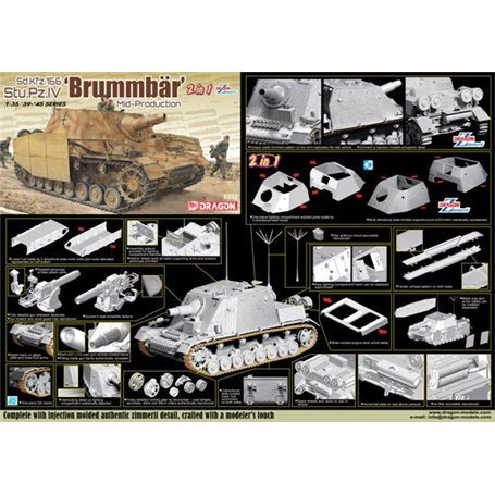 Dragon 1/35 SdKfz.166 Stu.Pz.IV "Brummbar" Mid Production 2 in 1 6892 ...