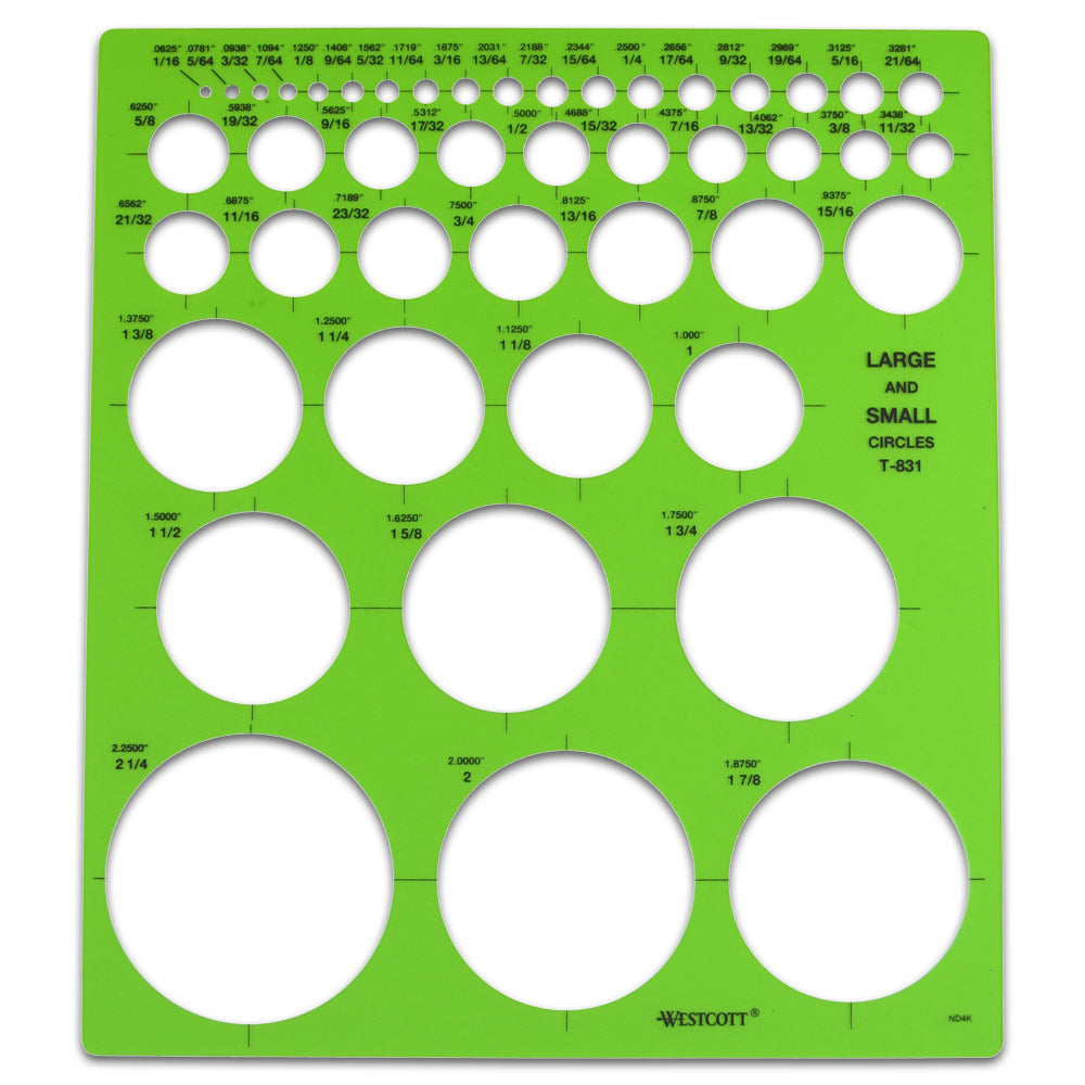 Westcott Circle Template Large and Small T-831 – Burbank's House of Hobbies