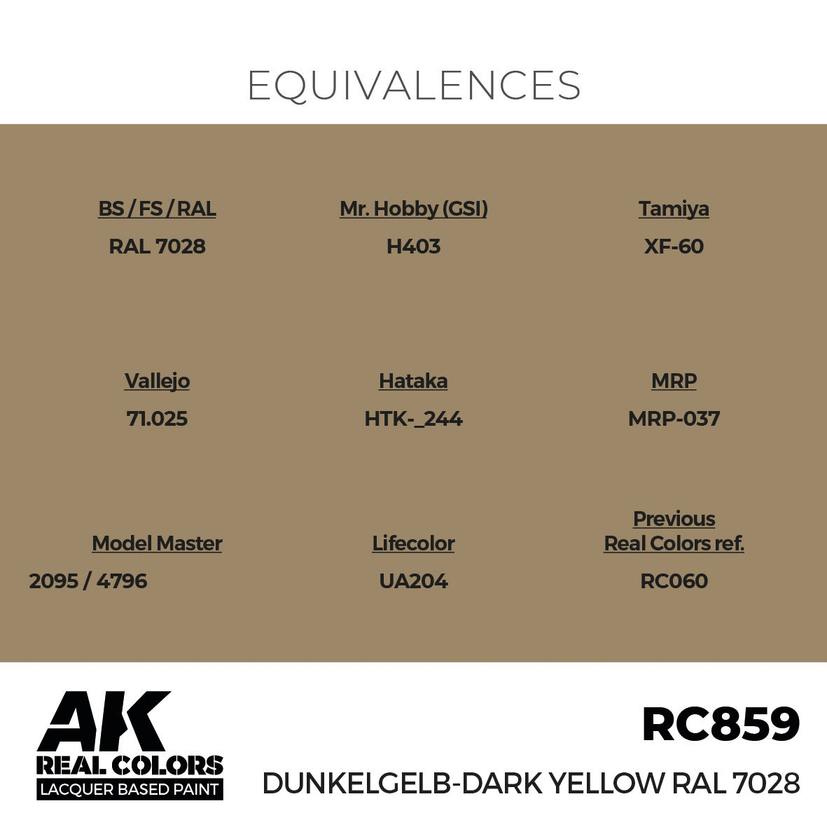 AK Interactive RC859 Real Colors Dunkelgelb-Dark Yellow RAL 7028 17ml ...