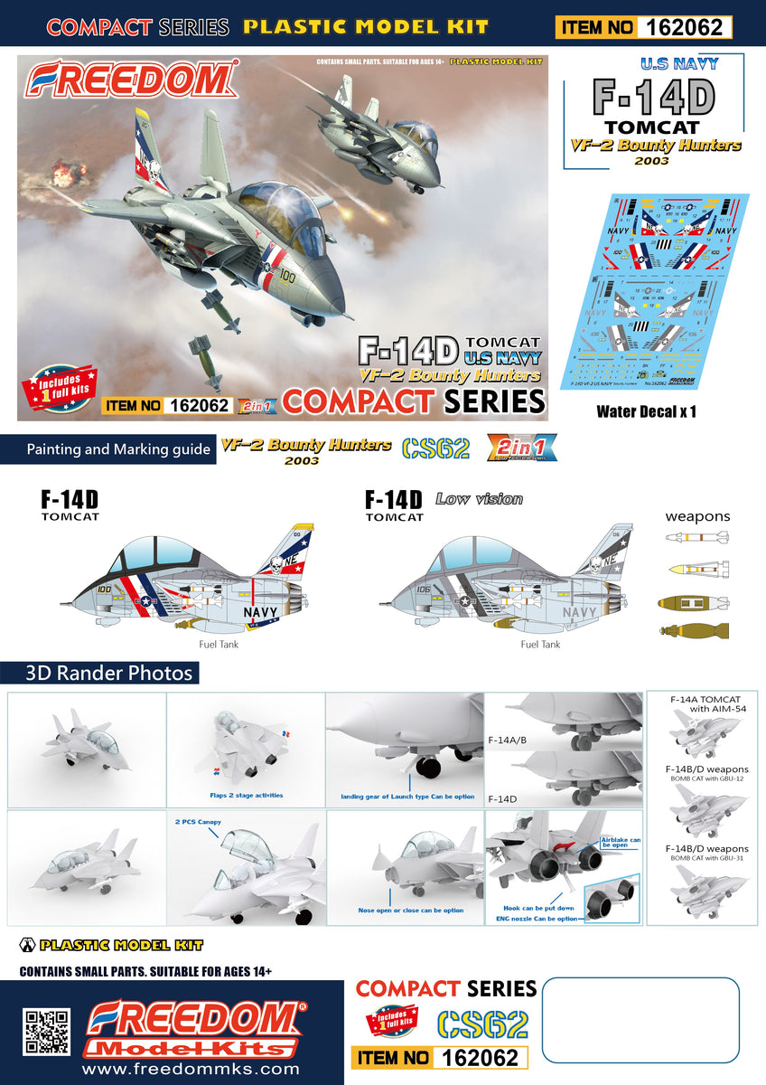 Freedom Compact Series US F-14D Tomcat VF-2 Bounty Hunters 162062 ...