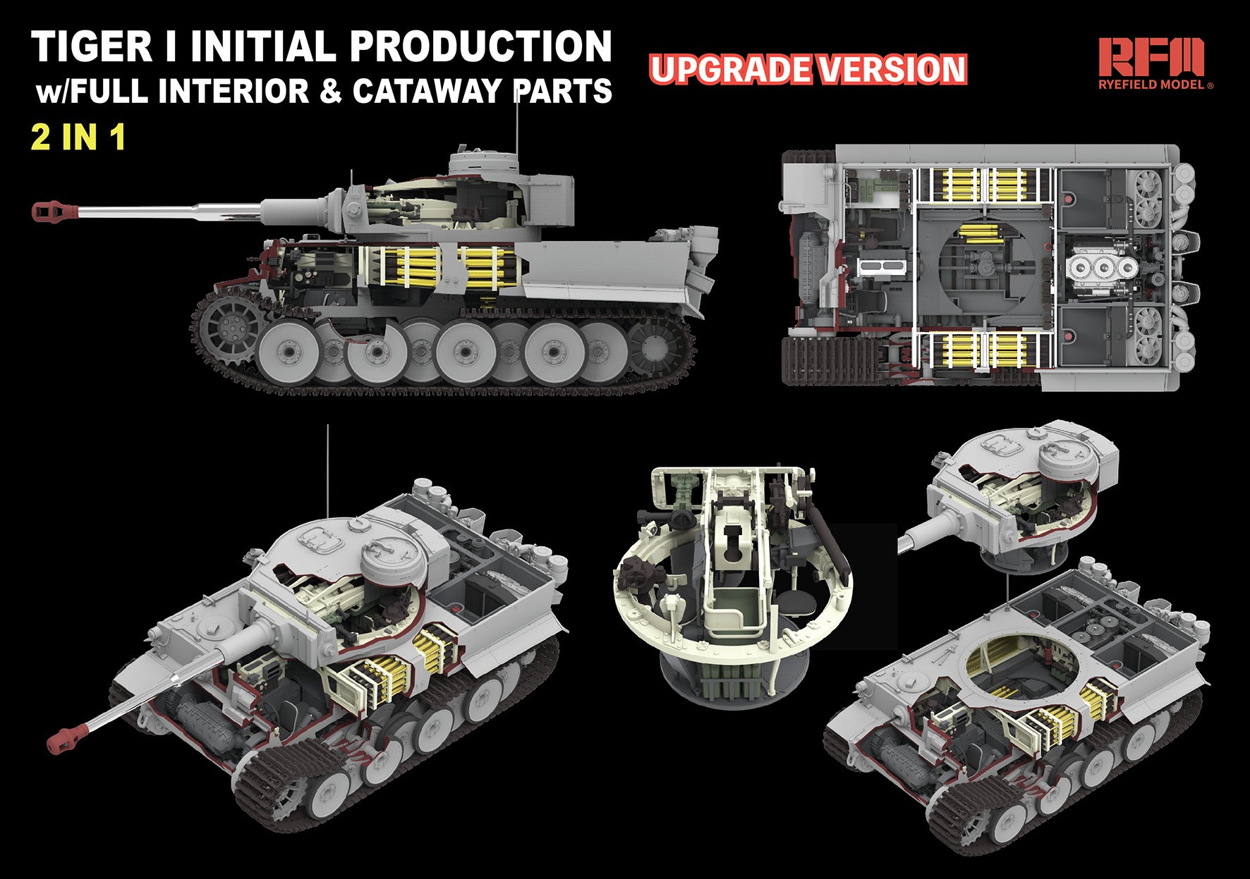 Ryefield Model 1/35 German Tiger I Initial w/ Full Interior Updated Ve ...