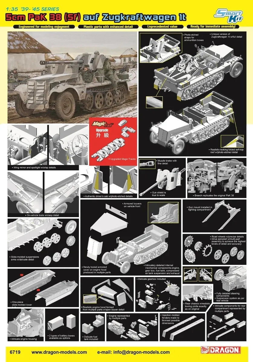 Dragon 1/35 German 5cm PaK 38 (Sf) auf Zugkraftwagen 1t 6719 – Burbank ...