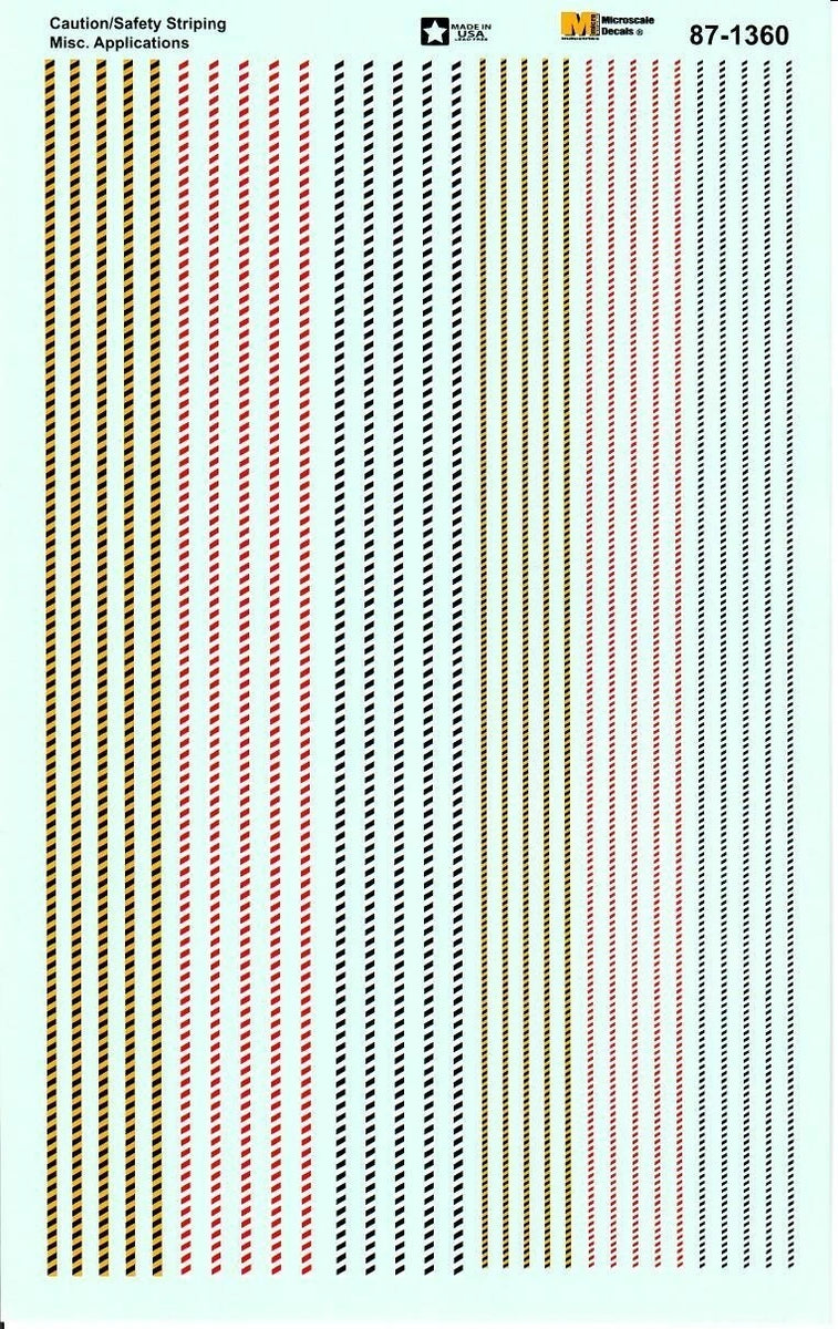 Microscale Decals HO Scale Stripes 3" and 5" Widths Safety Stripes Ass ...