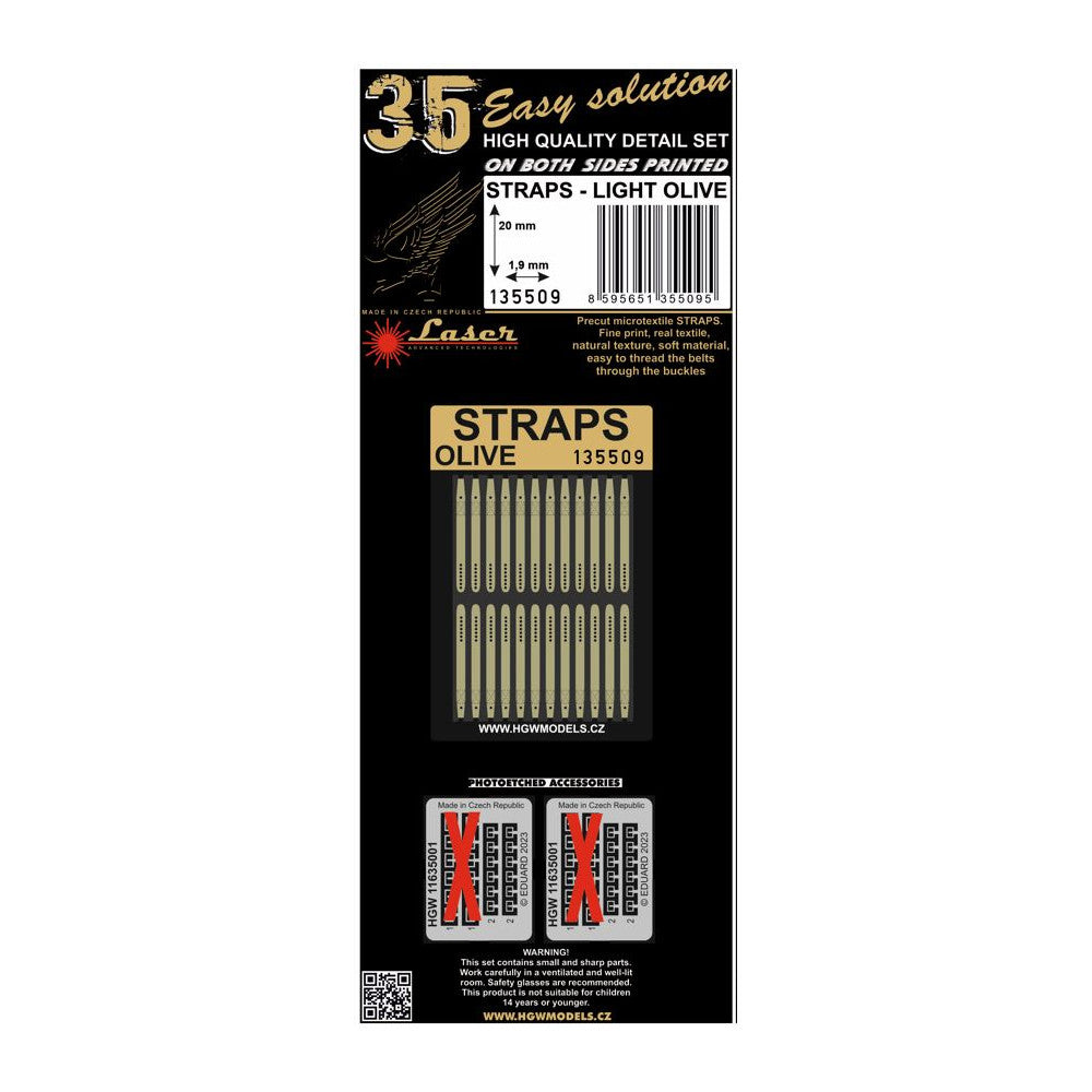 HGW 1/35 Straps Light Olive 20MM 135509 – Burbank's House of Hobbies