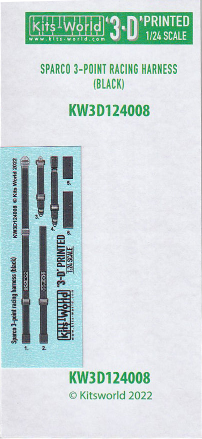 Kitsworld 1/24 Sparco 3-Point Racing Harness (Black) KW3D124008 ...