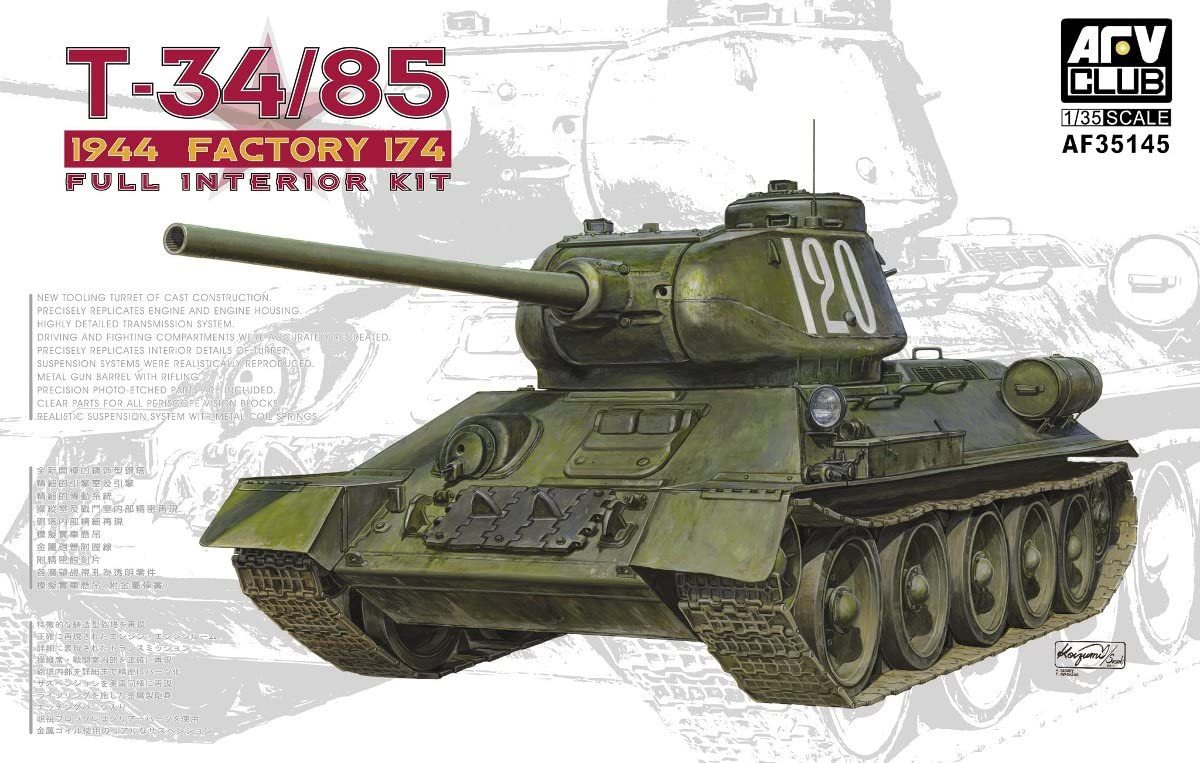 AFV Club 1/35 Russian T-34/85 1944 Factory 174 Full Interior Kit 35145 ...