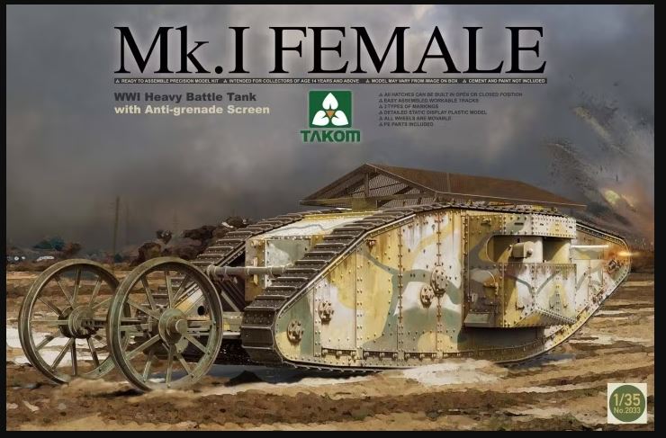 Takom 1/35 British Mk.I Female WW1 Heavy Battle Tank w/ Anti Grenade S ...