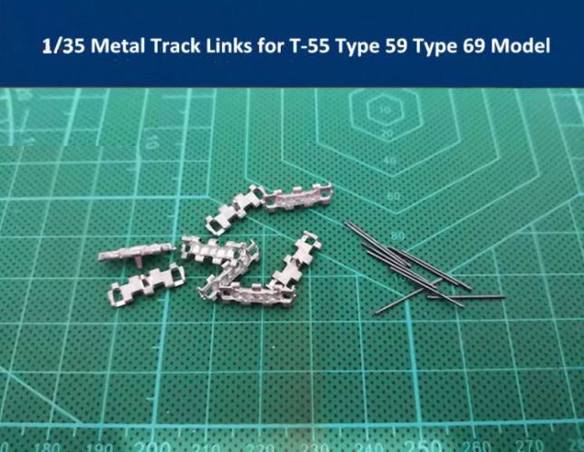 San Xin Model 1/35 Russian T55 Type55/59 Metal Track Links w/ Brass Pi ...
