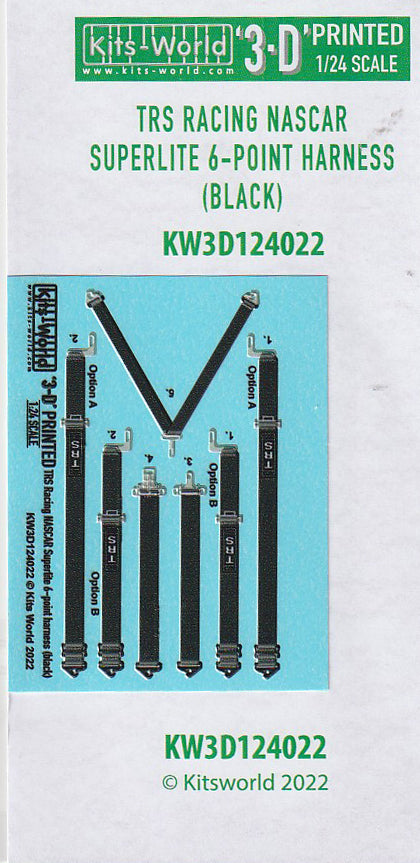 Kitsworld 1/24 TRS NASCAR Superlite 6-Point Harness (Black) KW3D124022 ...