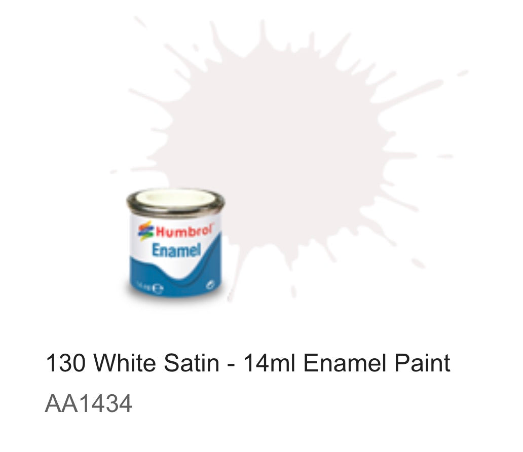 Humbrol Enamel 14ml (130) White Satin AA1434 – Burbank's House of Hobbies