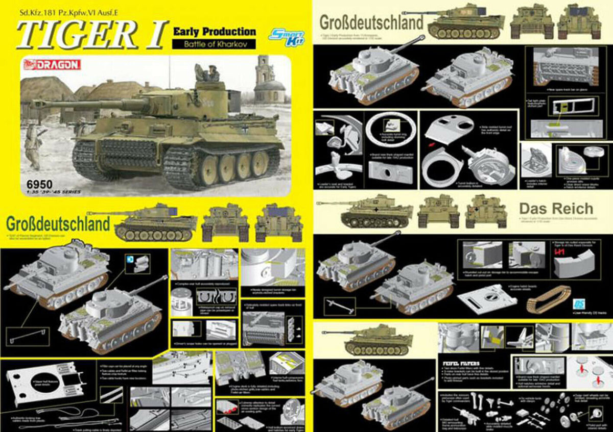 Dragon 1/35 German Tiger-I Early Production Battle Of Kharkov 6950 ...